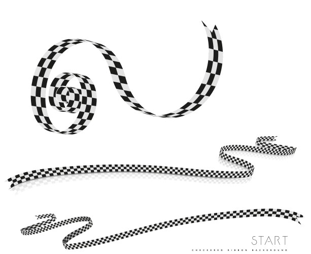 Racing flags with wreath and ribbon text Vector Image