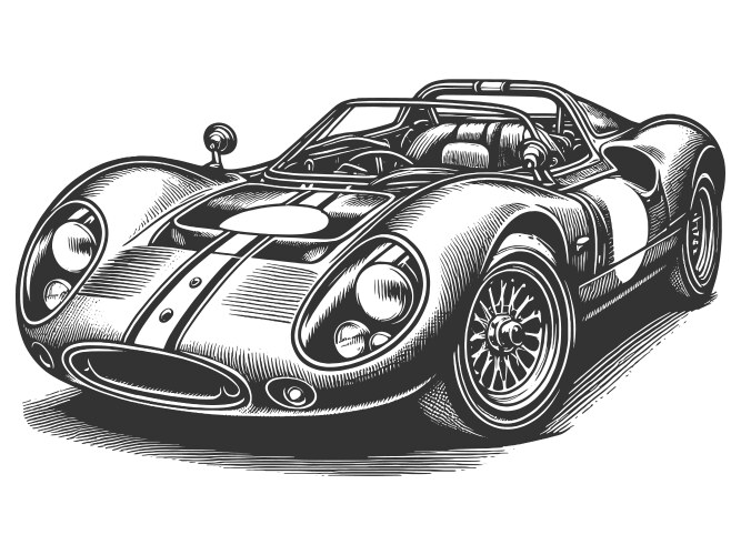 Classic retro car engraving Royalty Free Vector Image