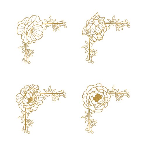 Blooms greenery floral foliage ornament corner Vector Image