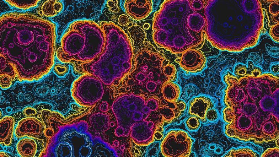 Colorful relief topographic map with moon craters Vector Image