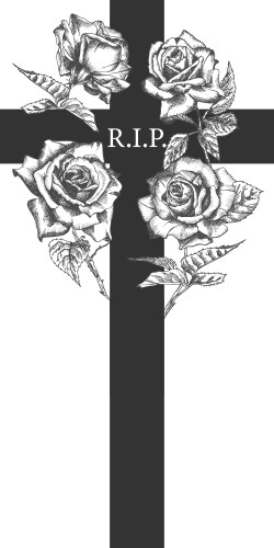 Funeral frame with roses ornament and condolence Vector Image