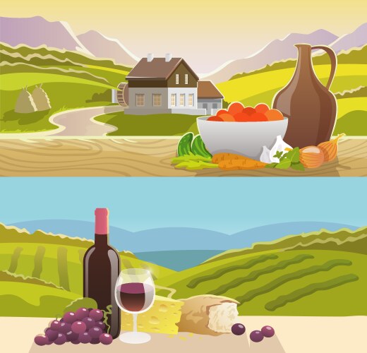 Rural landscape banner Royalty Free Vector Image