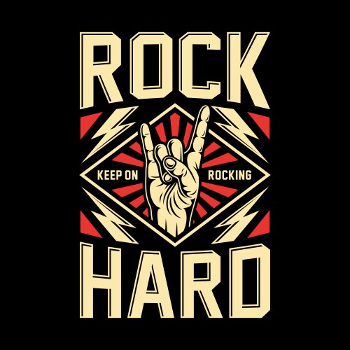 Rock Hand Logo Line Hand Up With Rock Symbol Royalty Free Vector Image