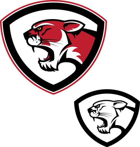 Logo of a puma inside shield Royalty Free Vector Image