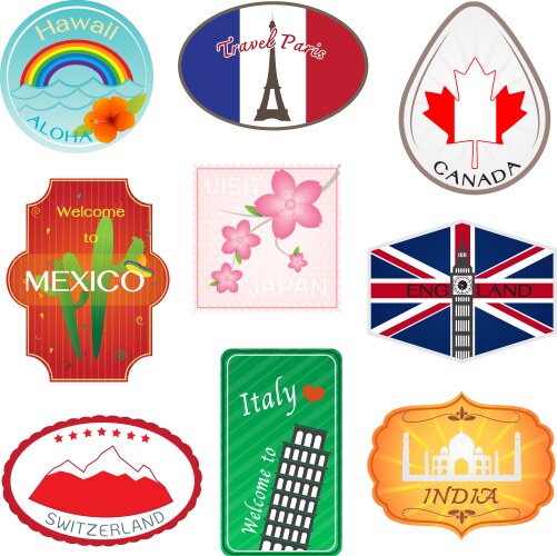 Travel stickers Royalty Free Vector Image - VectorStock