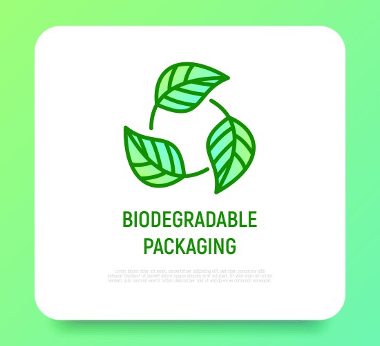 Biodegradable thin line icon for packaging leaves Vector Image