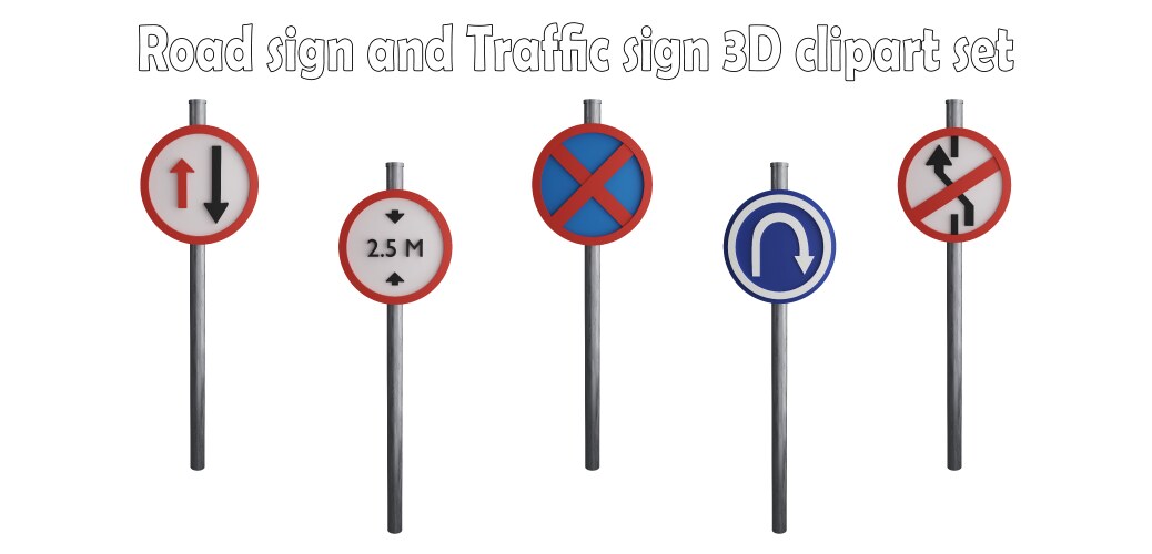 Road sign and traffic clipart element Royalty Free Vector