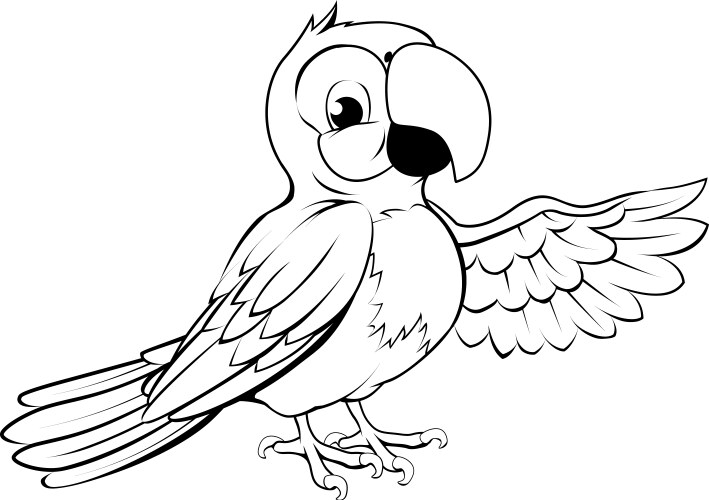 Cartoon parrot line drawing Royalty Free Vector Image