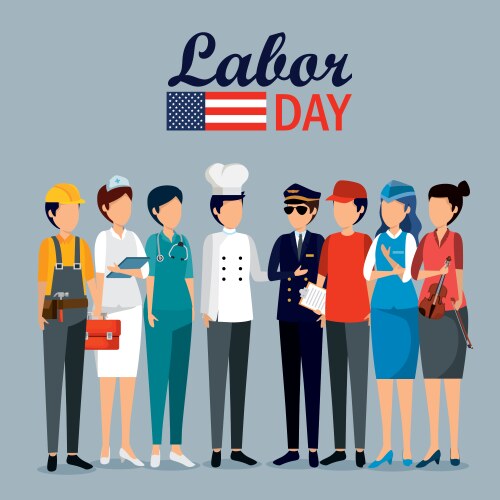 Professional workers labor day cartoons Royalty Free Vector