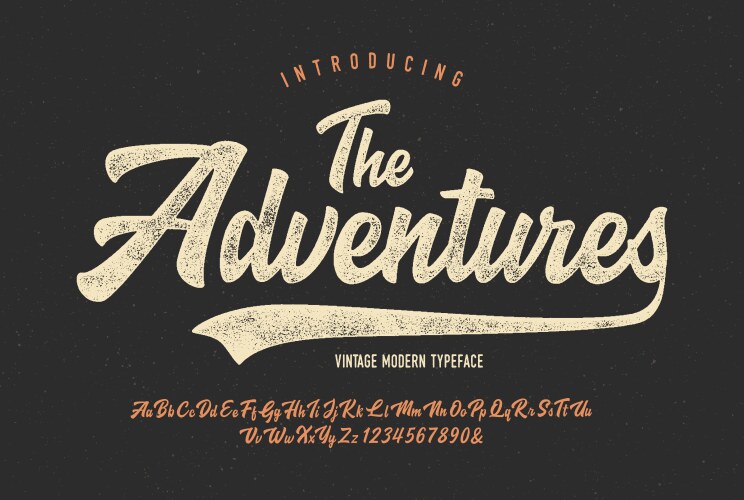 Brush script font original retro typeface Vector Image