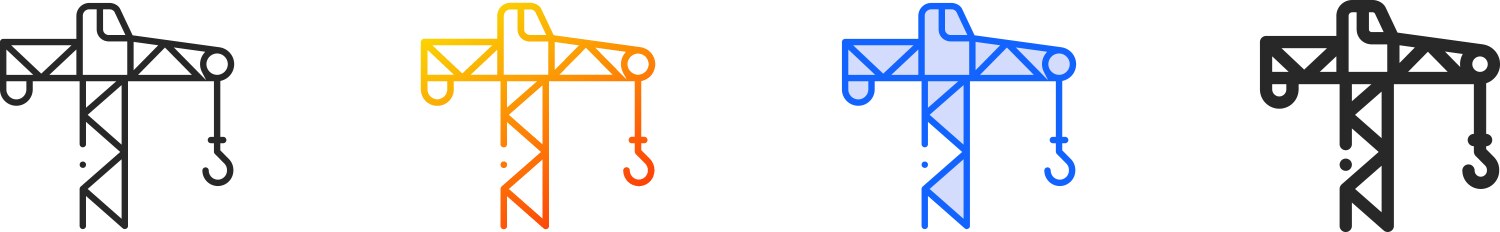 Crane truck iconthin linear gradient blue stroke Vector Image