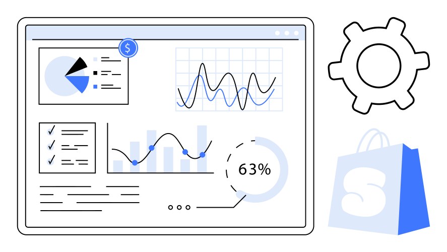 Data analytics dashboard with graphs and charts Vector Image