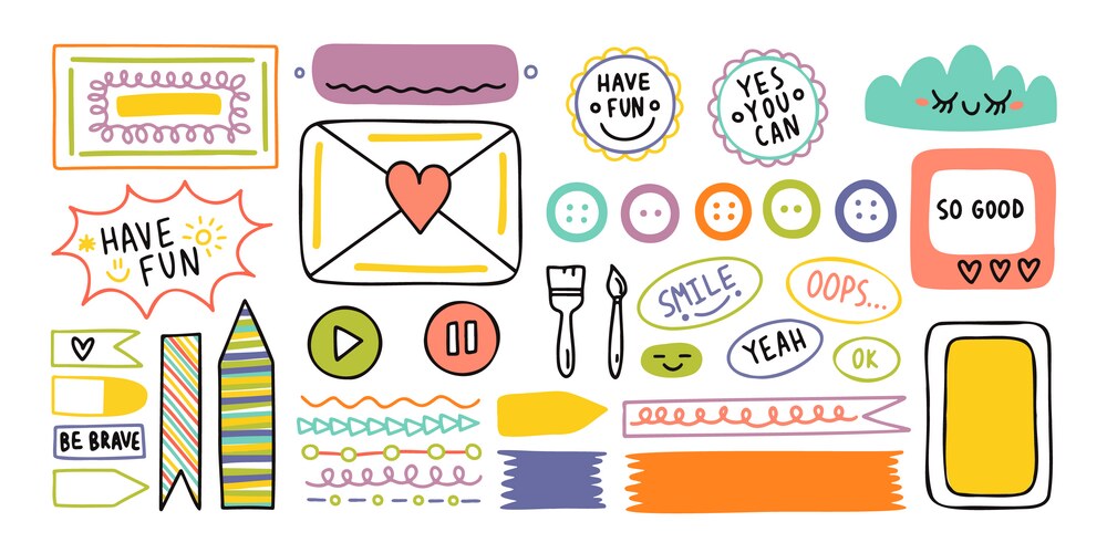 Hand Drawn Journal Elements - Doodle Bullets – Royalty-Free Vector ...
