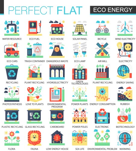Renewable energy solid icon set Royalty Free Vector Image