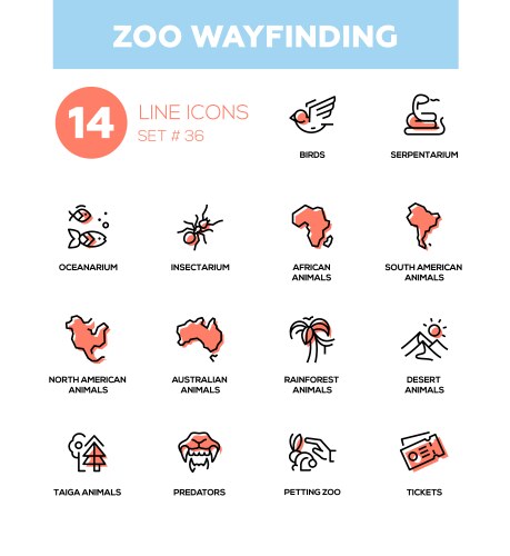 Zoo - line design Royalty Free Vector Image - VectorStock