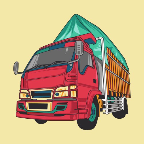Cartoon truck delivery line art Royalty Free Vector Image