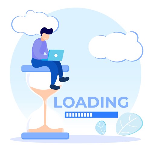 Graphic cartoon character of loading Royalty Free Vector