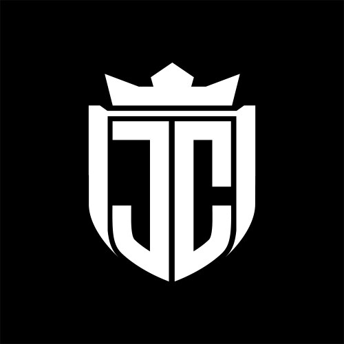Jc letter logo monogram hexagon shape with crown Vector Image