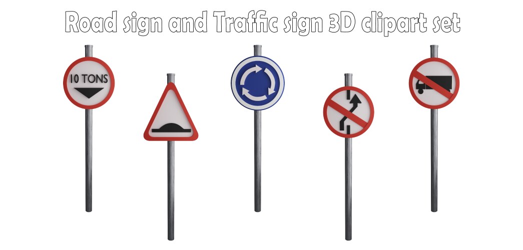 Road sign and traffic clipart element Royalty Free Vector
