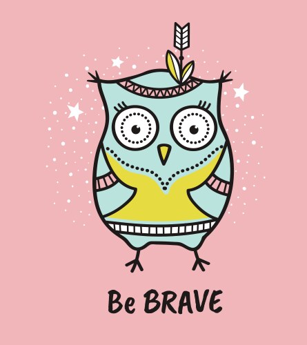 Cute hand drawn owl with quote its good Royalty Free Vector
