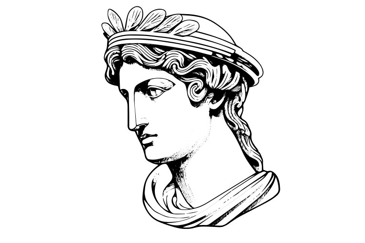 Hermes head hand drawn ink sketch engraved style Vector Image