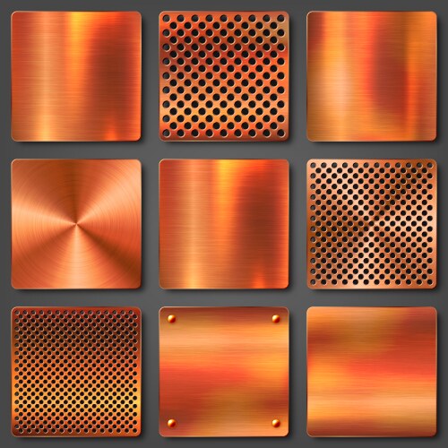 Realistic copper banners collection brushed Vector Image