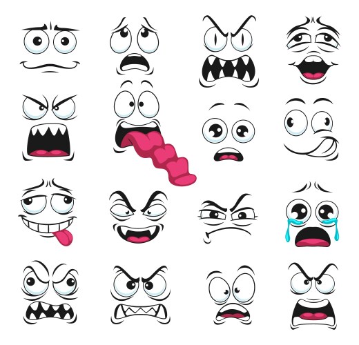 Cartoon angry face furious yelling emoji Vector Image