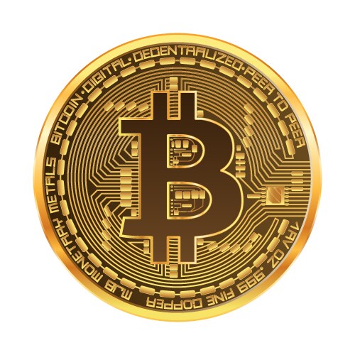 Crypto currency bitcoin golden symbol Royalty Free Vector