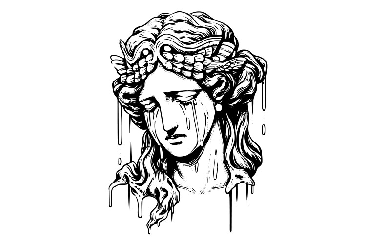 Aphrodite head hand drawn ink sketch engraved Vector Image