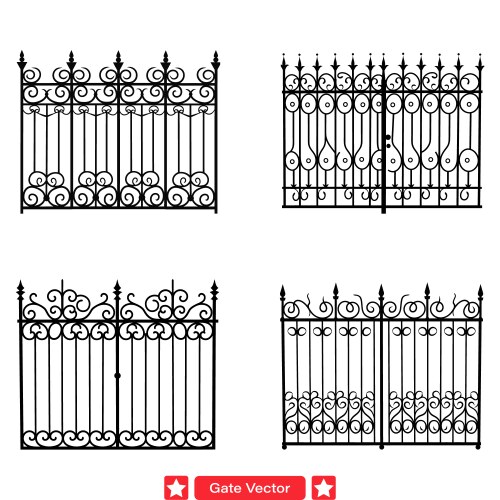 Architectural gate adding structure and depth Vector Image