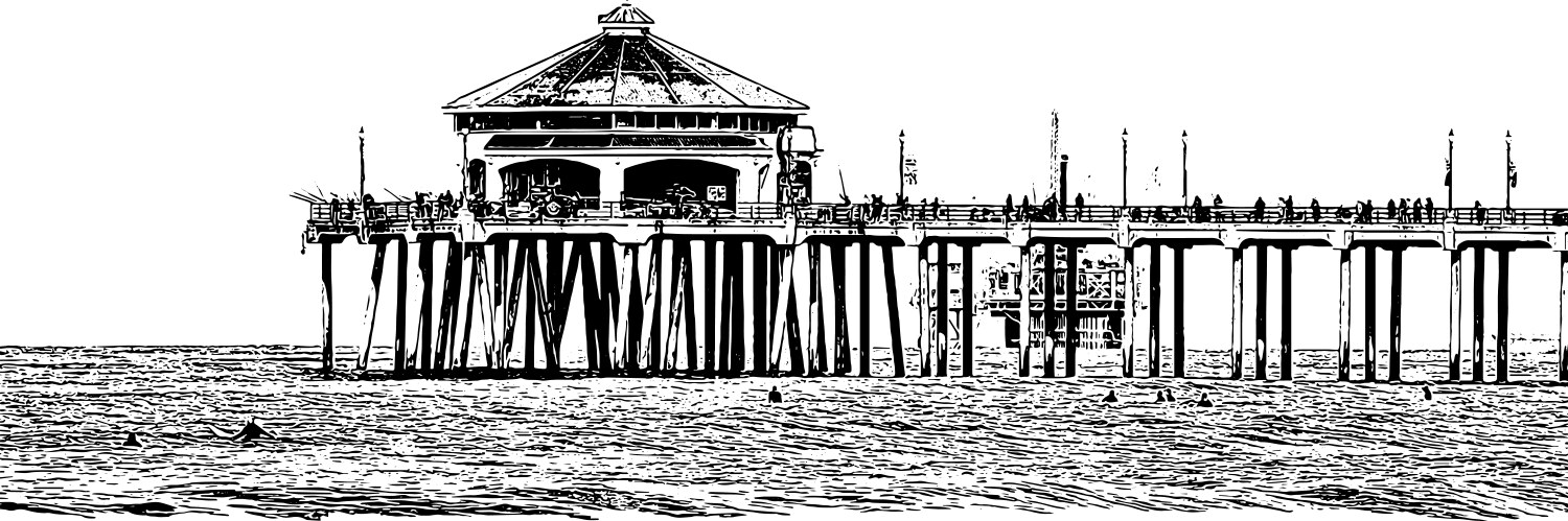 Huntington beach pier silhouette Royalty Free Vector Image