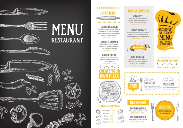 Cafe Menu Template - Hand Drawn Style Royalty Free Vector