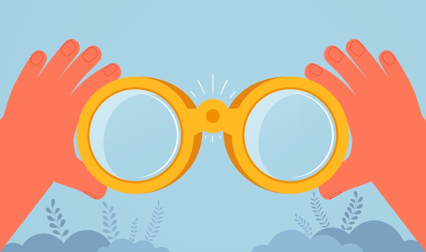 Cartoon man looking through binoculars Royalty Free Vector