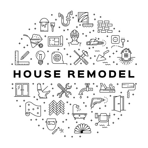 Construction icons repair house home renovation Vector Image