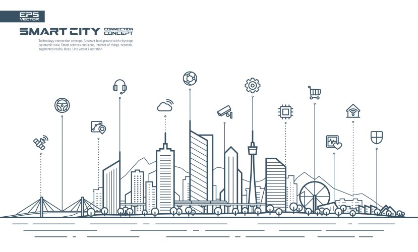 Black and white smart city concept dots buildings Vector Image