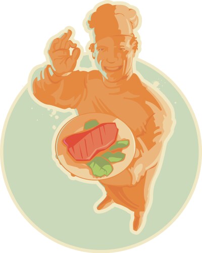 Smiling cook show okay Royalty Free Vector Image