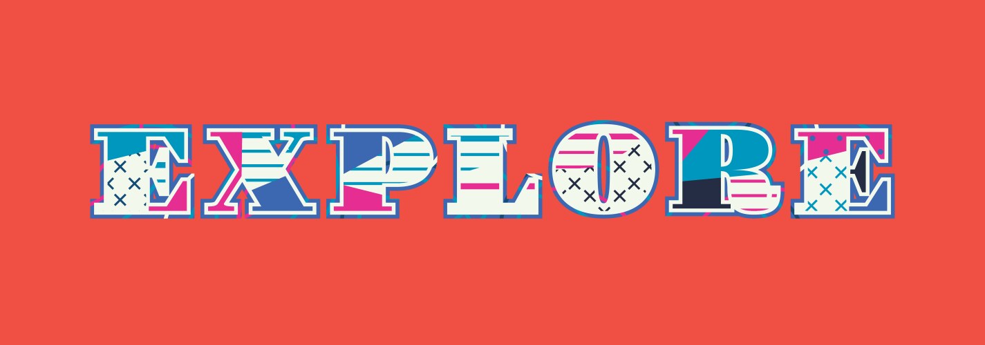 Explore space word logo design Royalty Free Vector Image