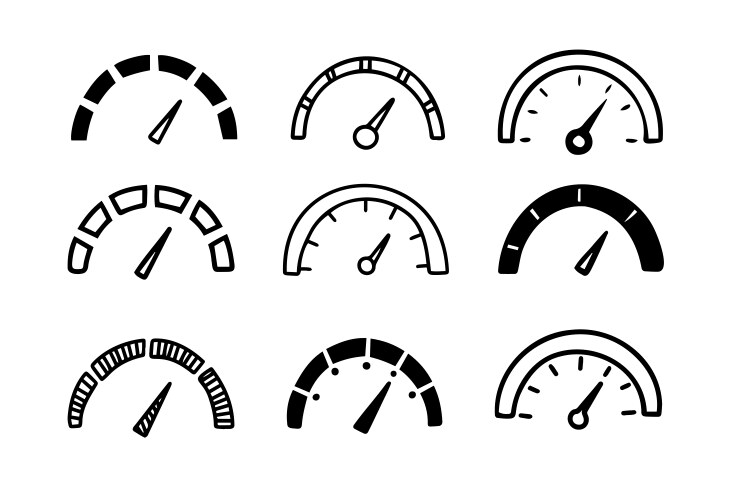 Hand drawn doodle speedometer tachometer icon Vector Image