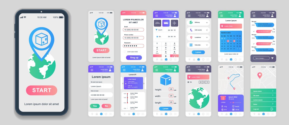 Online food delivery mobile app template Vector Image Online food delivery mobile app template Vector Image