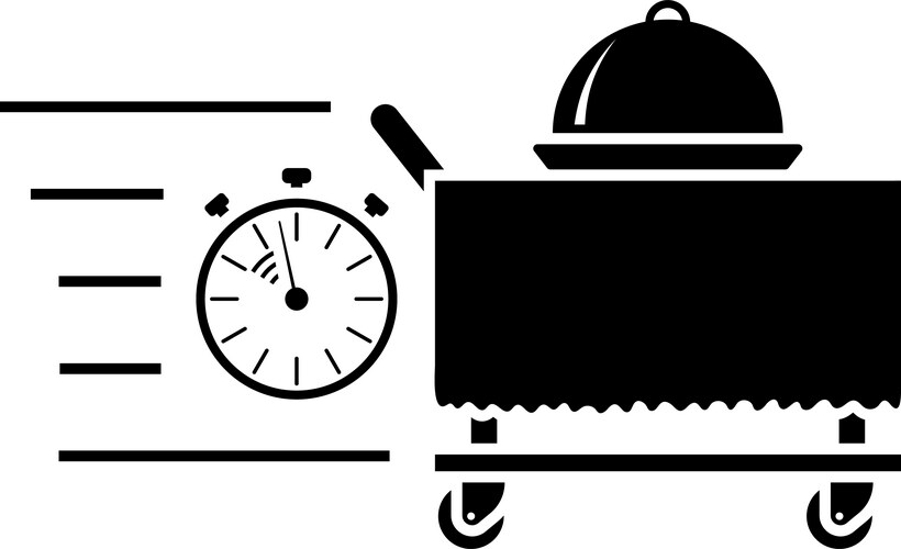 Room service icon set hotel dinner gourmet tray Vector Image