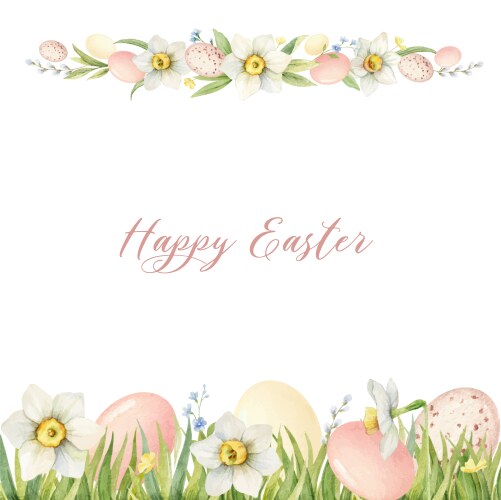 Happy easter watercolor hand painted set Vector Image