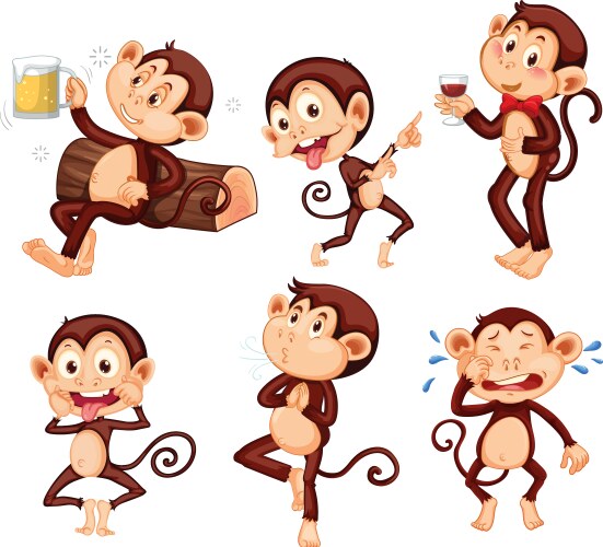Cartoon monkeys collection set Royalty Free Vector Image