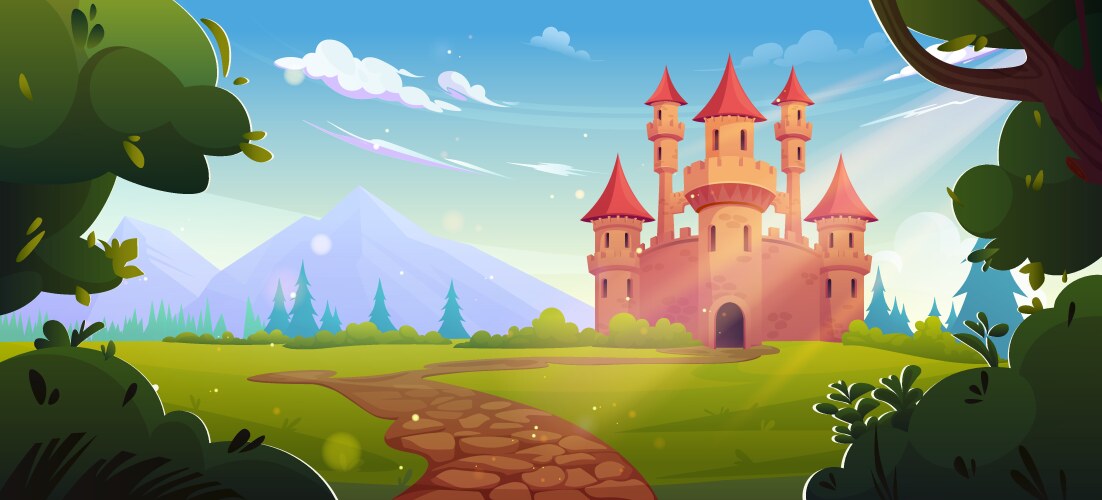 Sweet castle panorama landscape background Vector Image