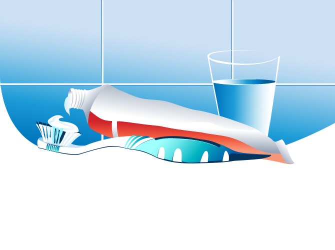 Cute tooth with toothbrush and toothpaste Vector Image