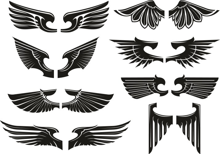 Heraldic wings set Royalty Free Vector Image - VectorStock