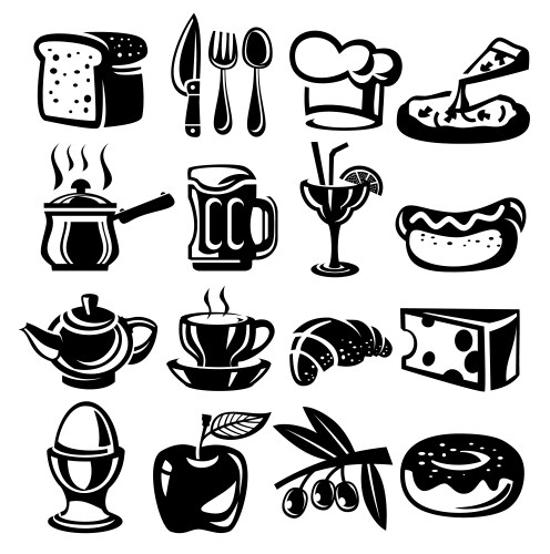 Food icon set on white background Royalty Free Vector Image