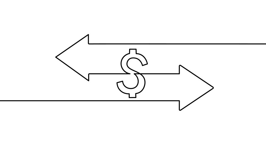 Line cash dollar money icon on white background Vector Image