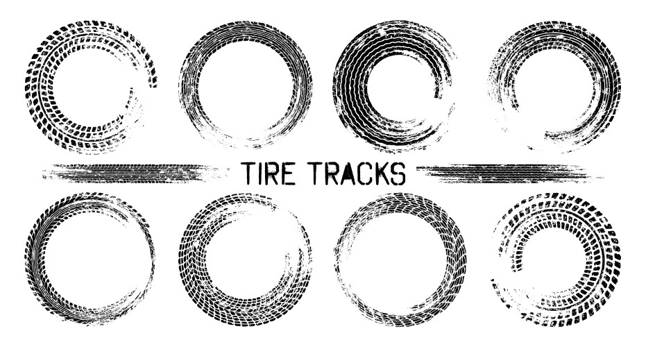 Grunge circle tire tracks wheel braking marks Vector Image