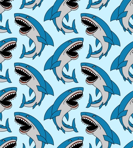 Shark pattern seamless sea predator background Vector Image