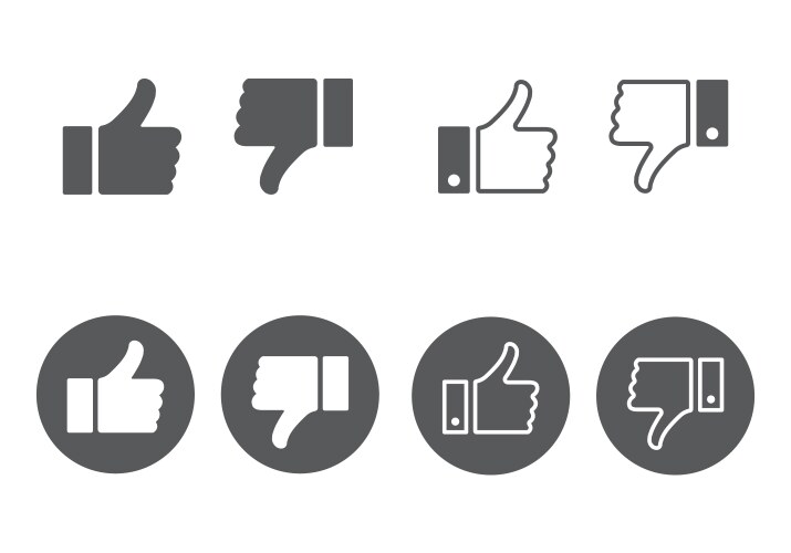 Like and unlike icons thumbs up down Royalty Free Vector